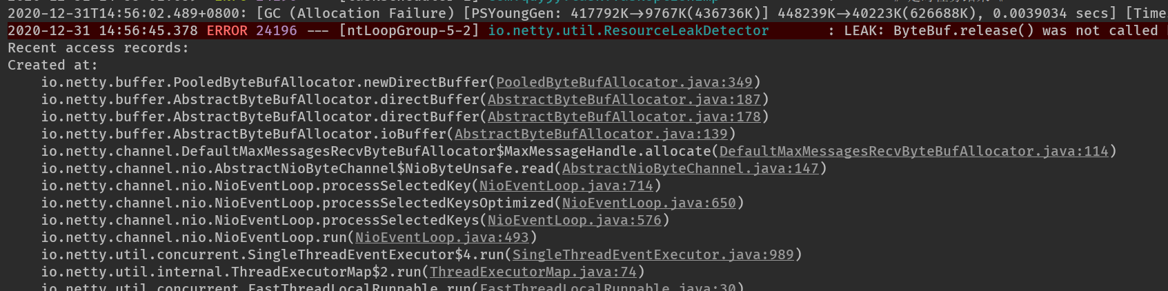netty使用中的LEAK: ByteBuf.release() was not called before it‘s garbage-collected_leak: bytebuf ...