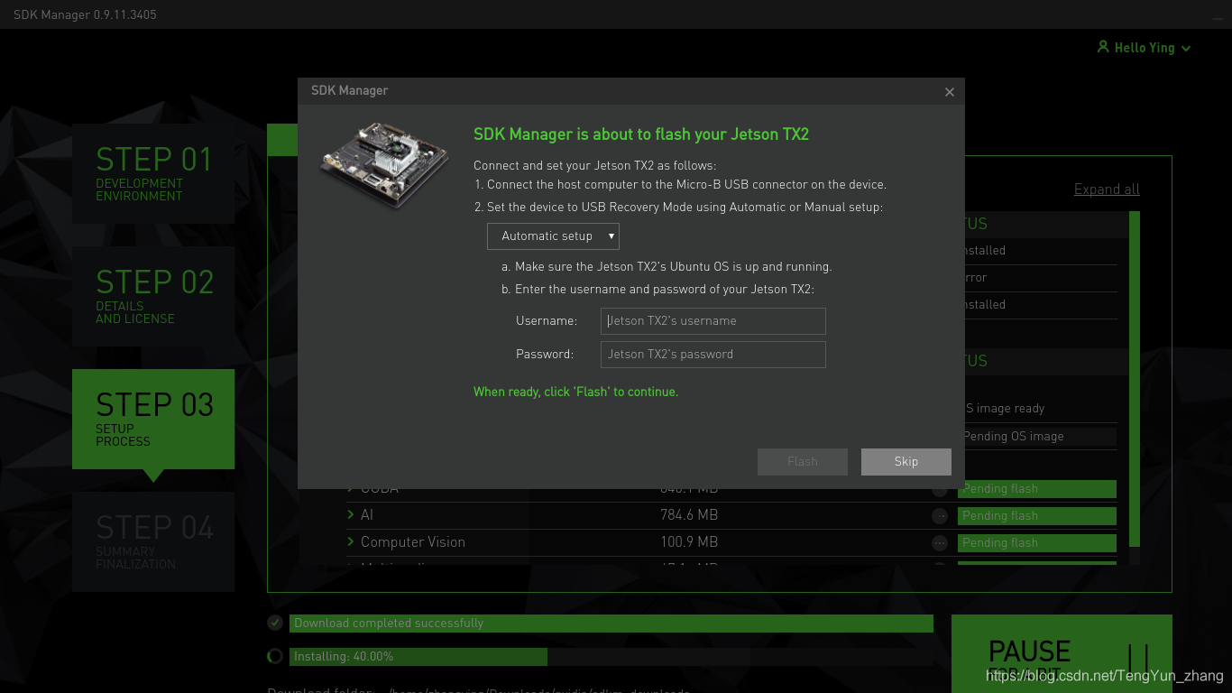 【TX2】NVIDIA Jetson Tx2刷机指南（JetPack-4.4、SDK manager-1.4）_jetson sdk manage 安装目录无法修改-CSDN博客