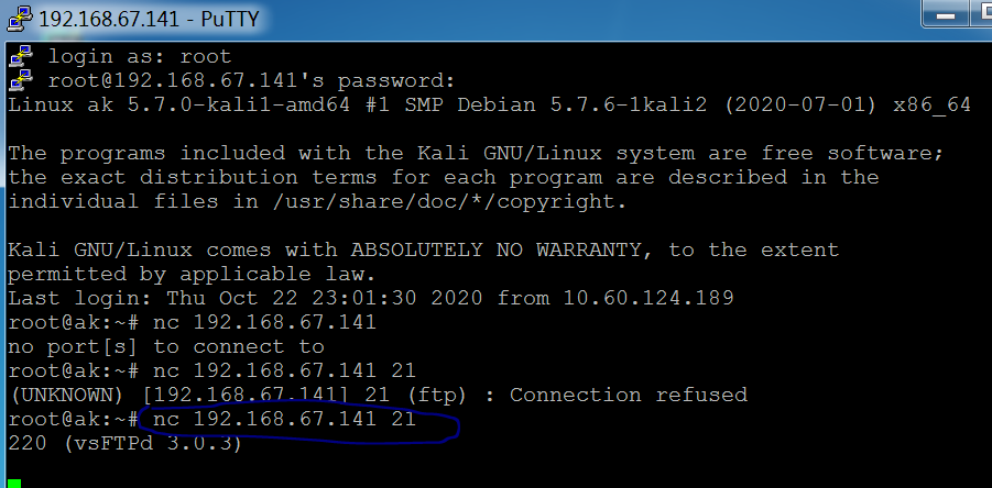 kali 安装FTP服务器（vsftpd）、启动、通过nc工具获取ftp的banner信息_ftp banner-CSDN博客