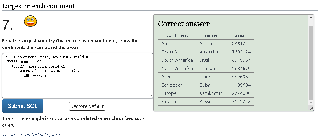 sqlzoo SELECT within SELECT Tutorial练习答案_select within select tutorial答案_wmyxs的博客-CSDN博客