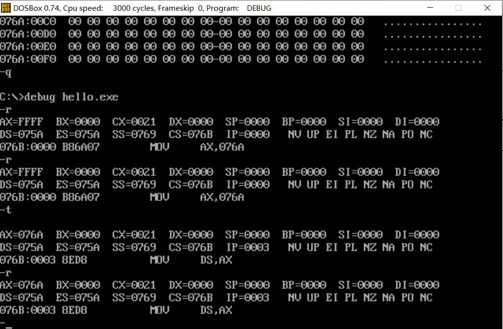 汇编——dosbox的debug常用指令_dosbox debug 调试汇编-CSDN博客