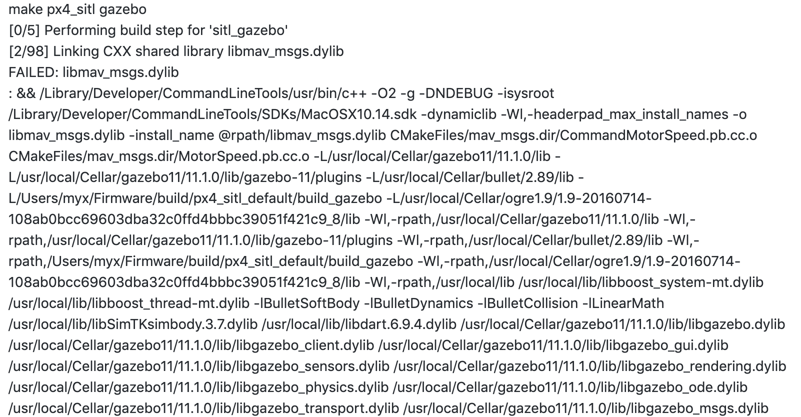 macos环境下 PX4编译仿真 sitl gazebo仿真失败 解决办法_mac gazebo-CSDN博客