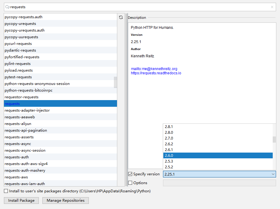 requests.packages.urllib3找不到该模块 cmd命令安装2.6.0不管用 直接用pycharm解释器安装_在 'packages.pyi' 中找不到引用 'urllib3 ...