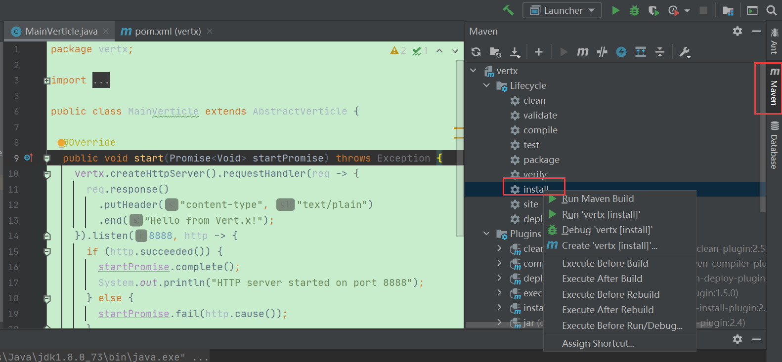 idea 运行第一个vertx程序helloworld_idea vertx java io.vertx.core.launcher-CSDN博客