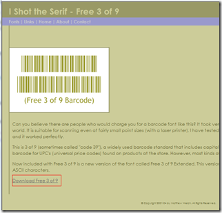 利用“3 of 9 barcode”字体实现一维条形码(只支持英文等ASCII字符)-CSDN博客