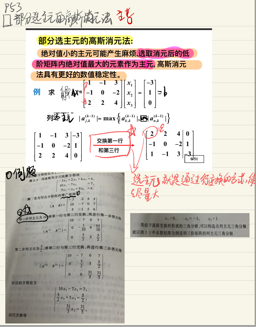 数值分析5 部分选主元的高斯消元法、doolittle分解、crout分解、cholesky分解lu分解改进doolittle分解和 