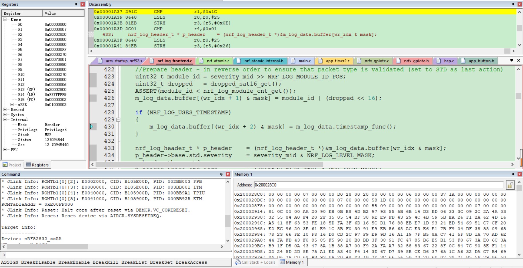 NRF52832调试方法1——HardFault_Handler问题定位_nrf52832 hardfault-CSDN博客
