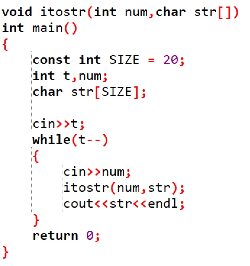 题目：整数转字符串_请补充递归函数void itostr(int num,char str[])的实现。其功能是将一个整-CSDN博客