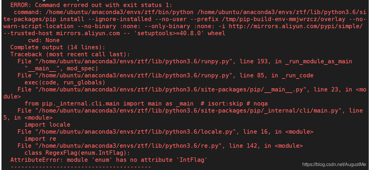 【bug】安装labelme报错记录 Installing Build Dependencies Error Error Com
