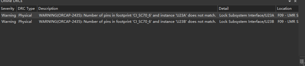 orCAD 中 WARNING(ORCAP-2435): Number of pins in footprint ‘x‘ and ...