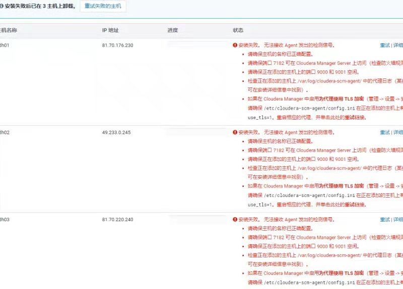 Cdh 安装失败，无法接受agent发出的检测信号cdh632 安装install Agents报错安装失败。 无法检测分配 Csdn博客 