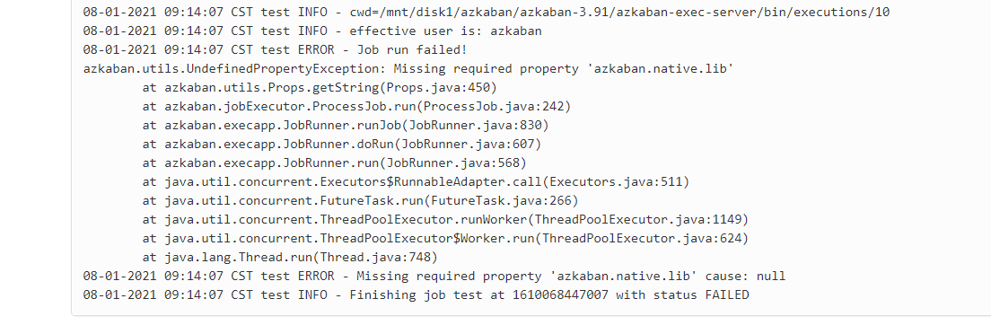 azkaban部署报错：Missing required property “azkaban.native.lib”_azkaban missing required property ...