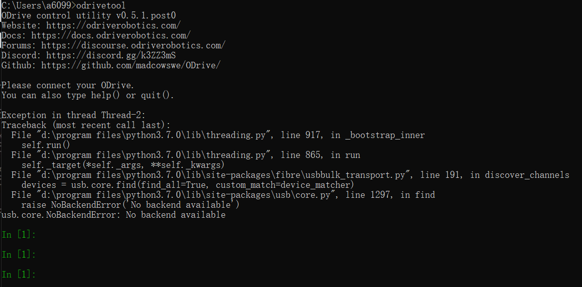Odrive无刷驱动器 开发过程学习记录（1）——window10系统下的基础配置_odrive v3.6 56v-CSDN博客