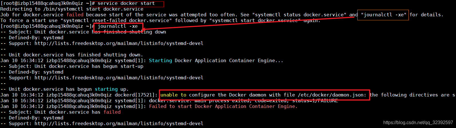 Docker启动报错unable To Configure The Docker Daemon With File Etc Docker Daemon Json Csdn博客
