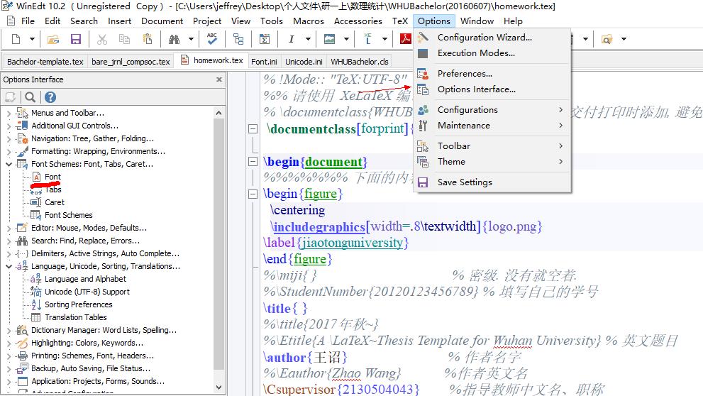 WinEdt中英文字体调节_winedt怎么改成中文-CSDN博客