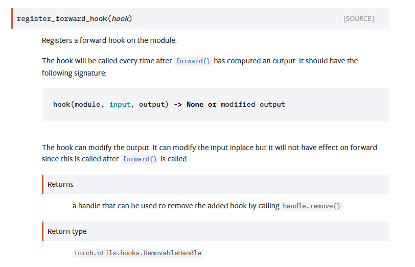 register_backward_hook(hook)、register_forward_hook(hook)、register_forward_pre_hook(hook)方法学习笔记 ...