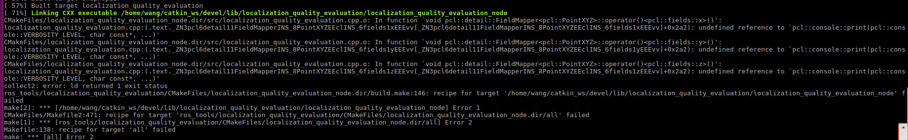 编译报错: undefined reference to `pcl::console::print(pcl::console::VERBOSITY_LEVEL, char const ...
