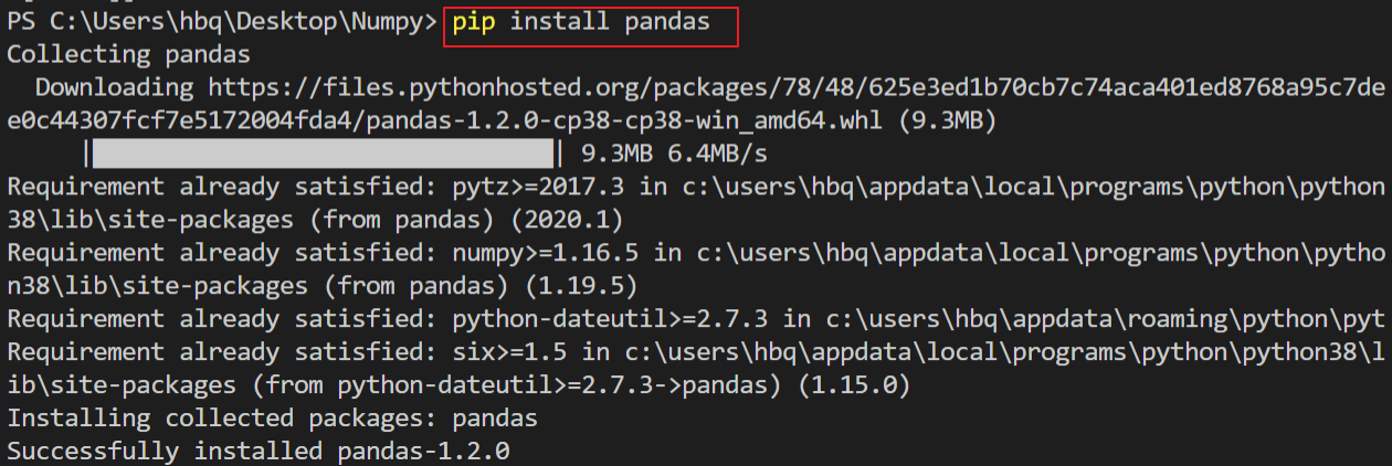 Windows下vscode中通过pip安装numpy和pandasvscode安装numpy Csdn博客 2221