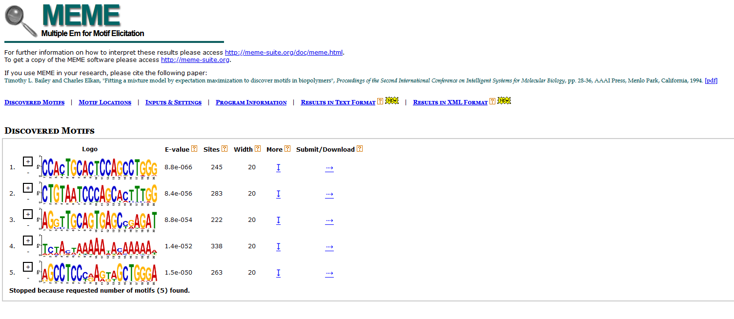 CHIP-seq流程学习笔记（12）-对特定gene使用bedtools getfasta后，用meme软件进行motif分析_meme ...