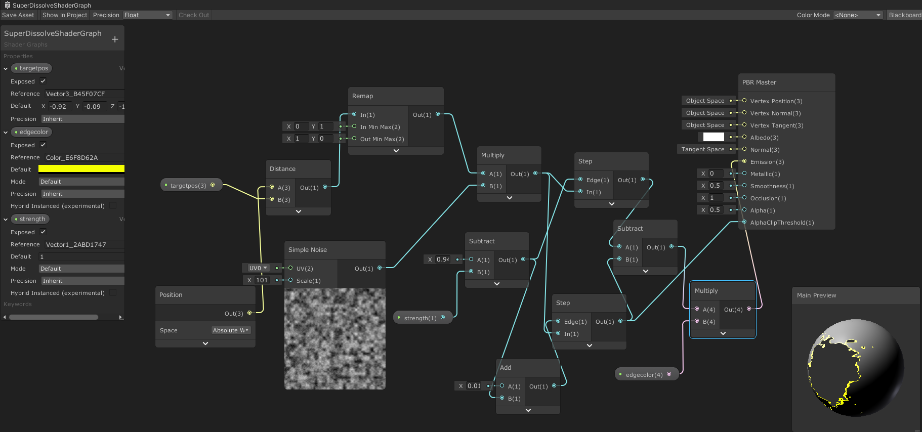 Unity使用shadergraph实现根据坐标控制溶解的位置,物体靠近局部溶解shadergraph两物体接触部门消除 Csdn博客