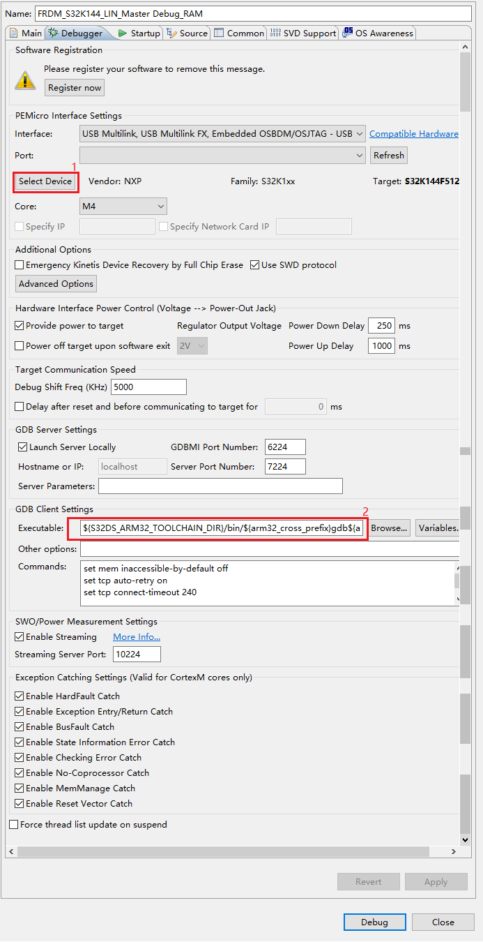 S32DS v3.4+SDK4.0.1+S32K144 使用PE Micro进行Debug时出现错误解决办法_s32ds select device-CSDN博客