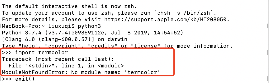【Python与tensorflow关联报错】ModuleNotFoundError: No module named ‘termcolor‘，但pip3 show termcolor显示包已 ...