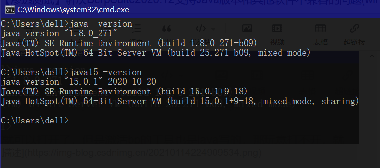 【渗透测试】解决BurpSuite2020.12支持Java版本和其他软件不兼容的问题(windows10中Java8和java15共存)_burp不支持kava8-CSDN博客