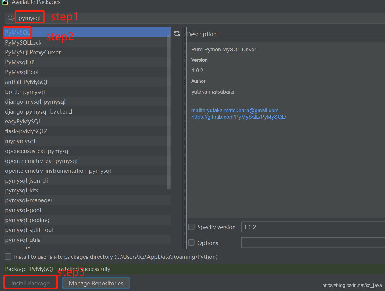 Python3 安装成功后,引入pymysql仍然出错,no Module Named ‘pymysql‘的解决办法python 已安装