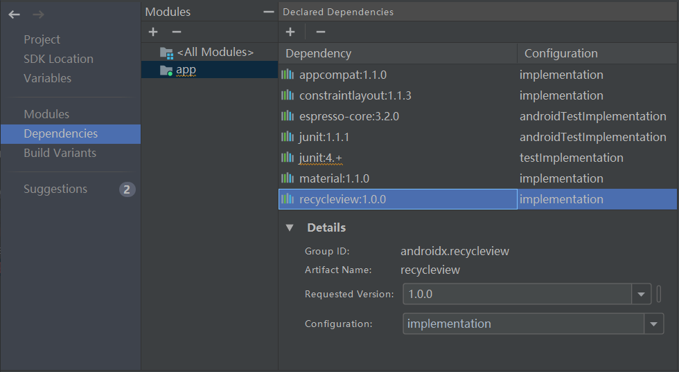 Could not find androidx.recycleview:recycleview:1.0.0._could not determine artifacts for ...