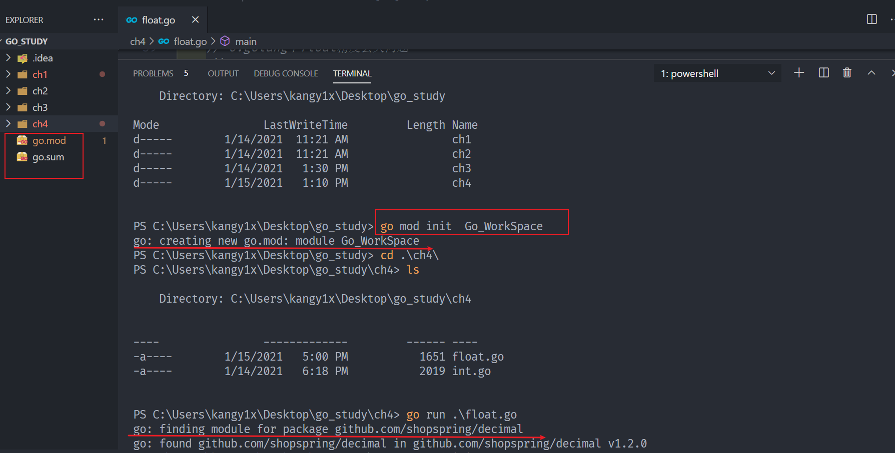 float.go:8:2: cannot find module providing package github.com/shopspring/decimal: working ...