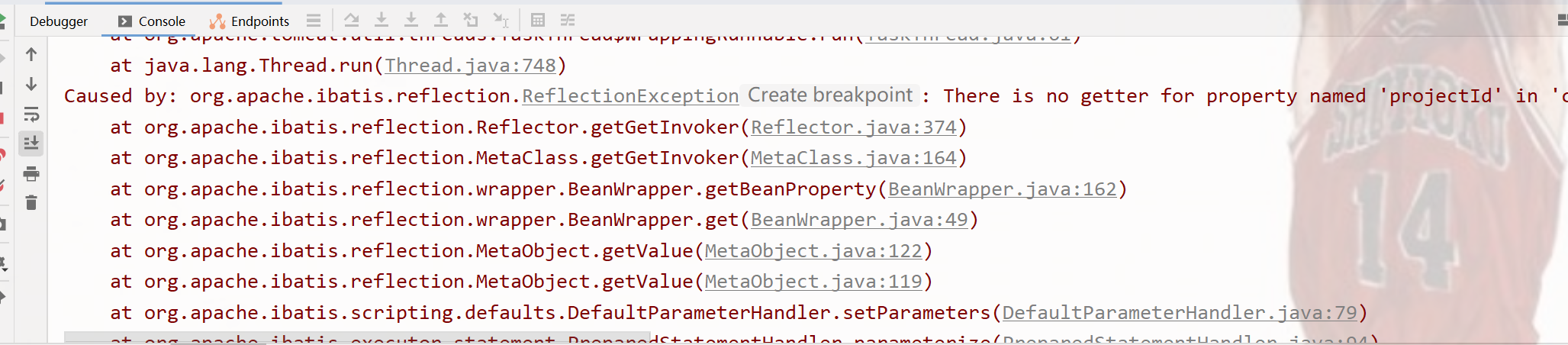 学习记录386@mybatis报错 There is no getter for property named ‘projectId‘ in ‘class java.lang.String ...