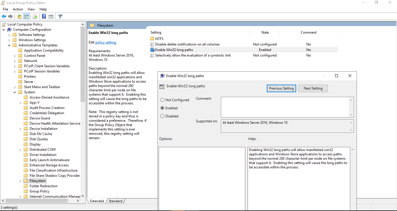 如何在Windows10上修改文件路径260字符的限制？_the file names would be too long for the ...