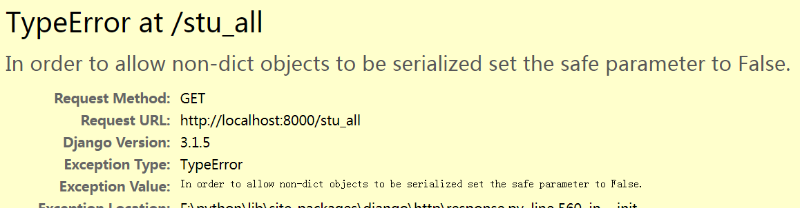 Django-restfull报错In order to allow non-dict objects to be serialized set the safe parameter to ...