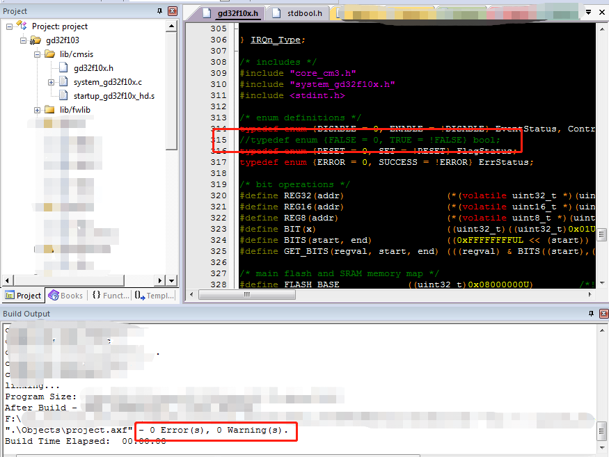 移植GD芯片时显示“typedef enum {FALSE = 0, TRUE = !FALSE}bool”处错误的解决方法_typedef enum {false = 0, true ...