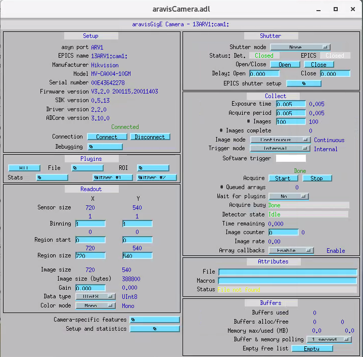 使用areaDetector和medm打开海康威视MV-CA004-10GM相机_aravis 海康相机-CSDN博客