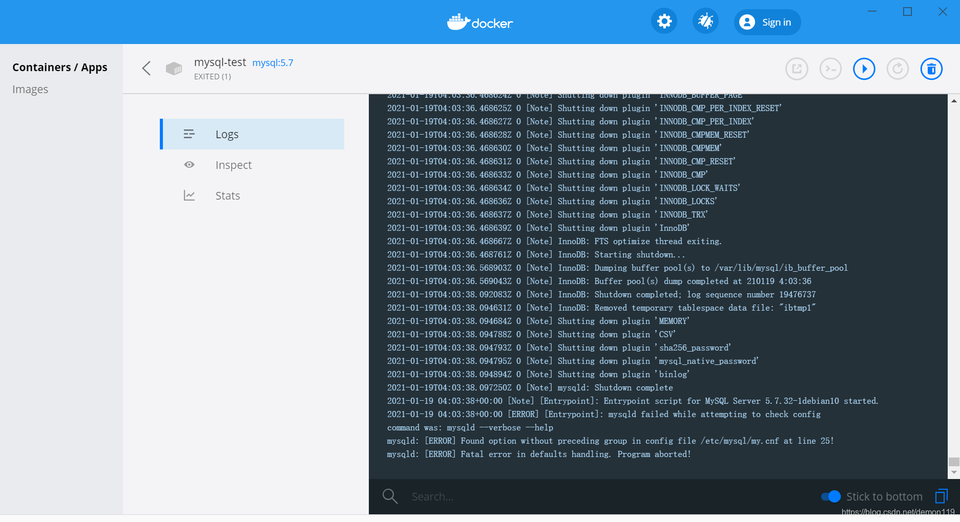 Docker 修改mysql配置导致 Mysql容器启动失败解决办法 A Required Privilege Is Not Held By