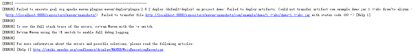 deploy上传nexus私服报错:Failed to deploy artifacts:Failed to transfer file *** with status code 400-CSDN博客