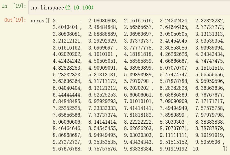 python切分区间 np.linspace()_np.linspace(0.01, 1.0, 100)-CSDN博客