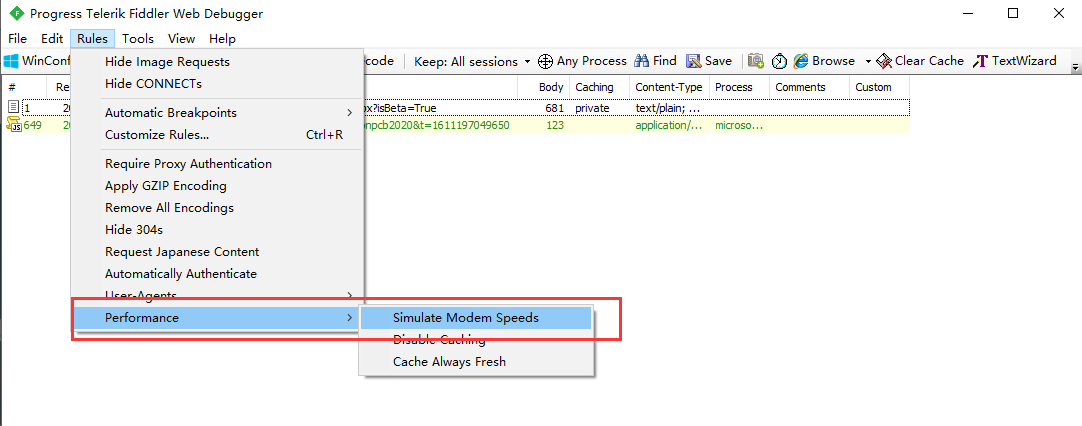 fiddler妙用--弱网设置（模拟限速）_simulate modem speeds-CSDN博客