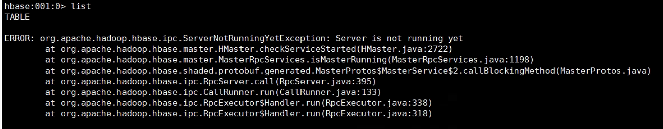 【Bug解决】Hbase 进入shell输入命令list报错：Server is not running yet-CSDN博客