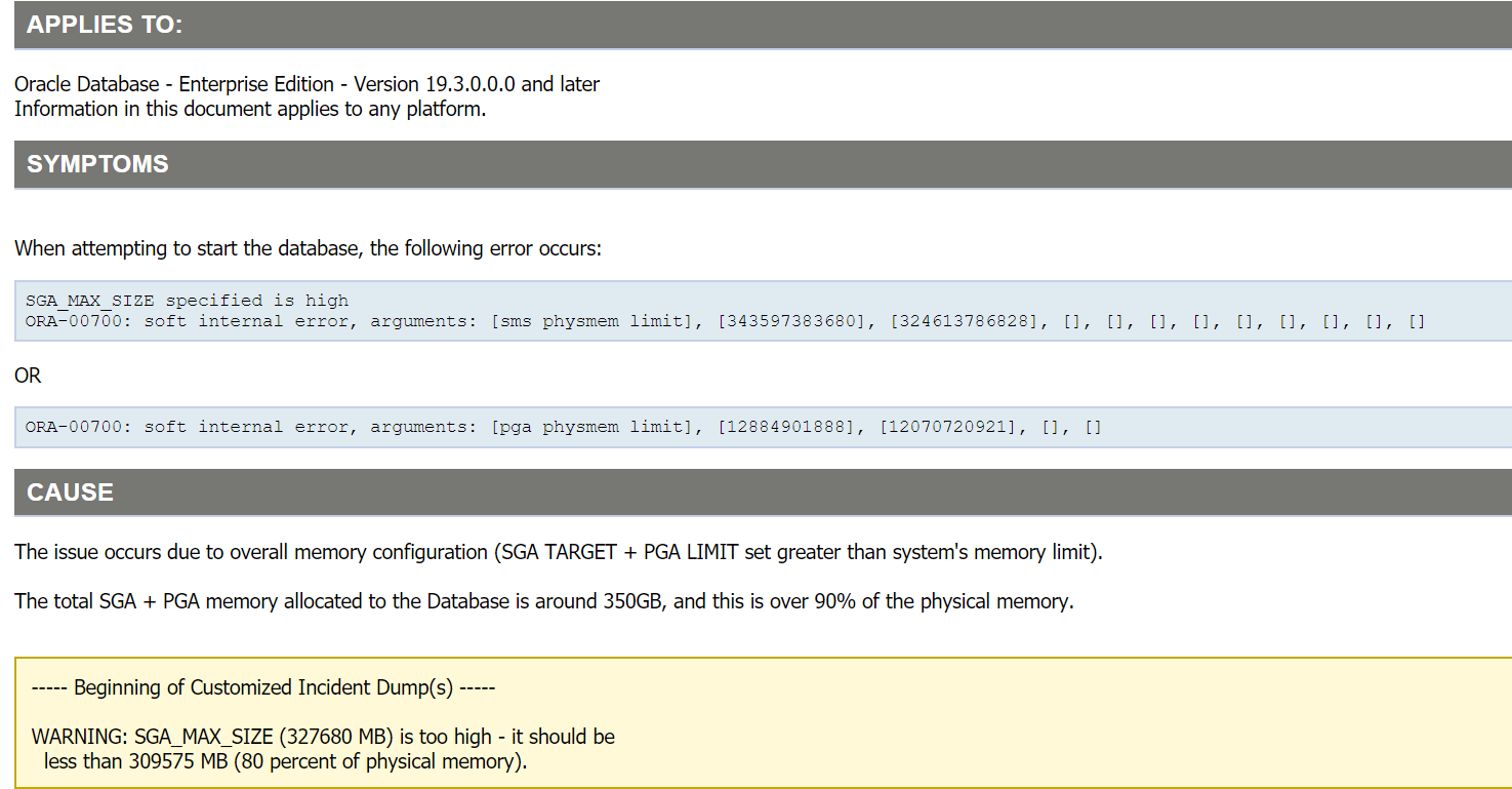 Oracle 19c ORA-00700: soft internal error, arguments: [pga physmem limit]_ora 700 [pga physmem ...