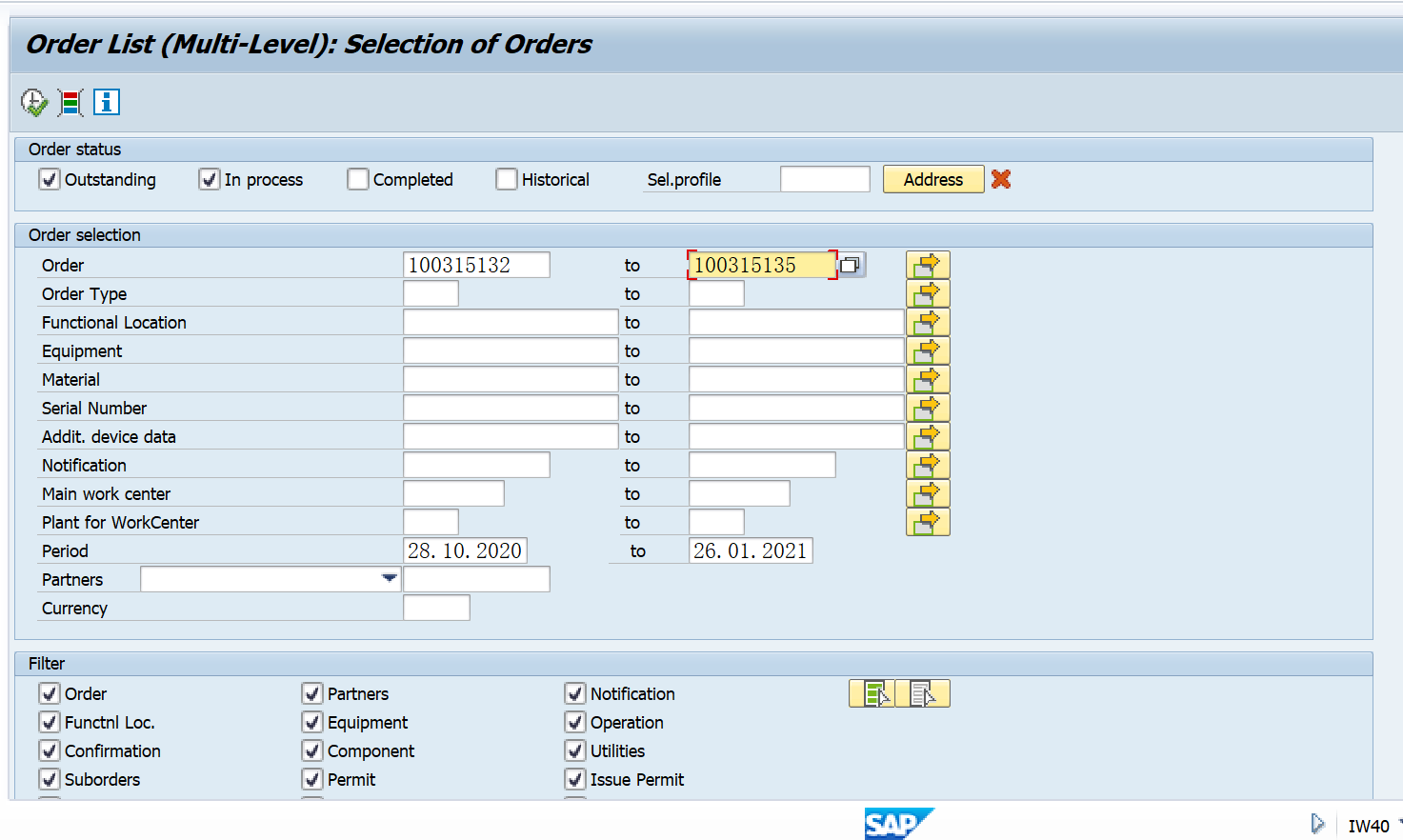 SAP PM入门系列31 - IW40 Display Orders (Multilevel)_sap pm iw37-CSDN博客