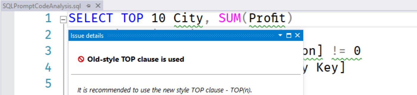 Sql Prompt教程：使用sql提示代码分析避免t Sql技术债务prompt Sqlroffeyyang的博客 Csdn博客