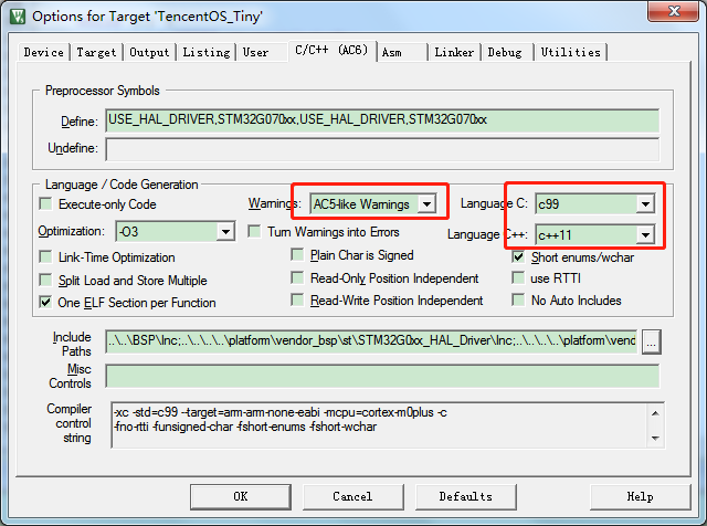 KEIL / MDK C++支持方法：基于TencentOS-Tiny 工程修改，STM32芯片_keil c++-CSDN博客