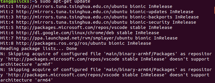 N: Skipping acquire of configured file ‘main/binary-arm64/Packages‘ as repository_鉴于仓库不支持 armhf ...