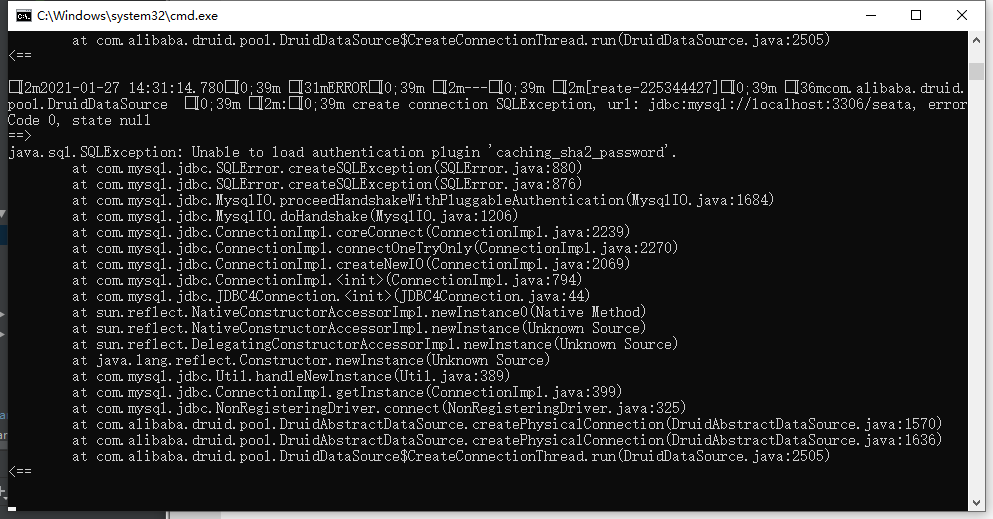 seata mysql8.0 启动报错caching_sha2_password问题解决_seata 整合mysql8 the erver time zone-CSDN博客
