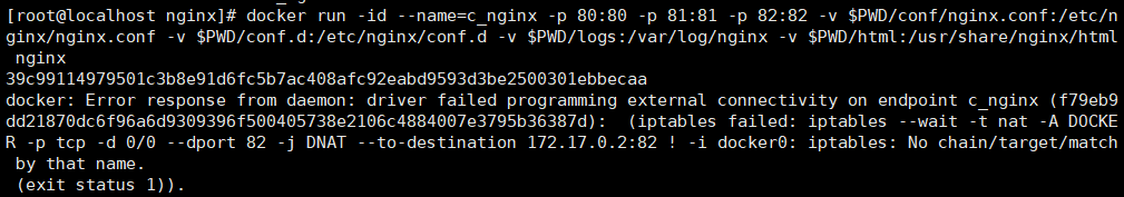 Error response from daemon: driver failed programming external connectivity on endpoint c_nginx ...