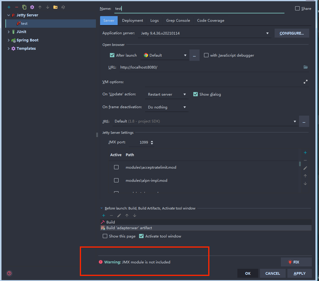 idea 添加Jetty应用提示：JMX module is not included-CSDN博客