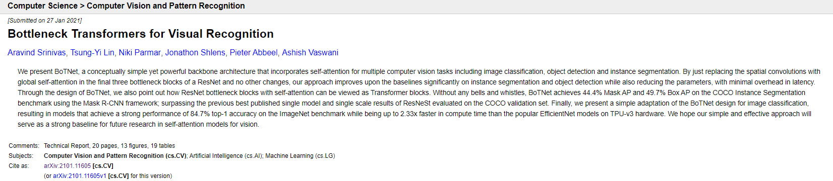 谷歌开源BoTNet | CNN与Transformer结合！Bottleneck Transformers for Visual Recognition！CNN+Transformer ...