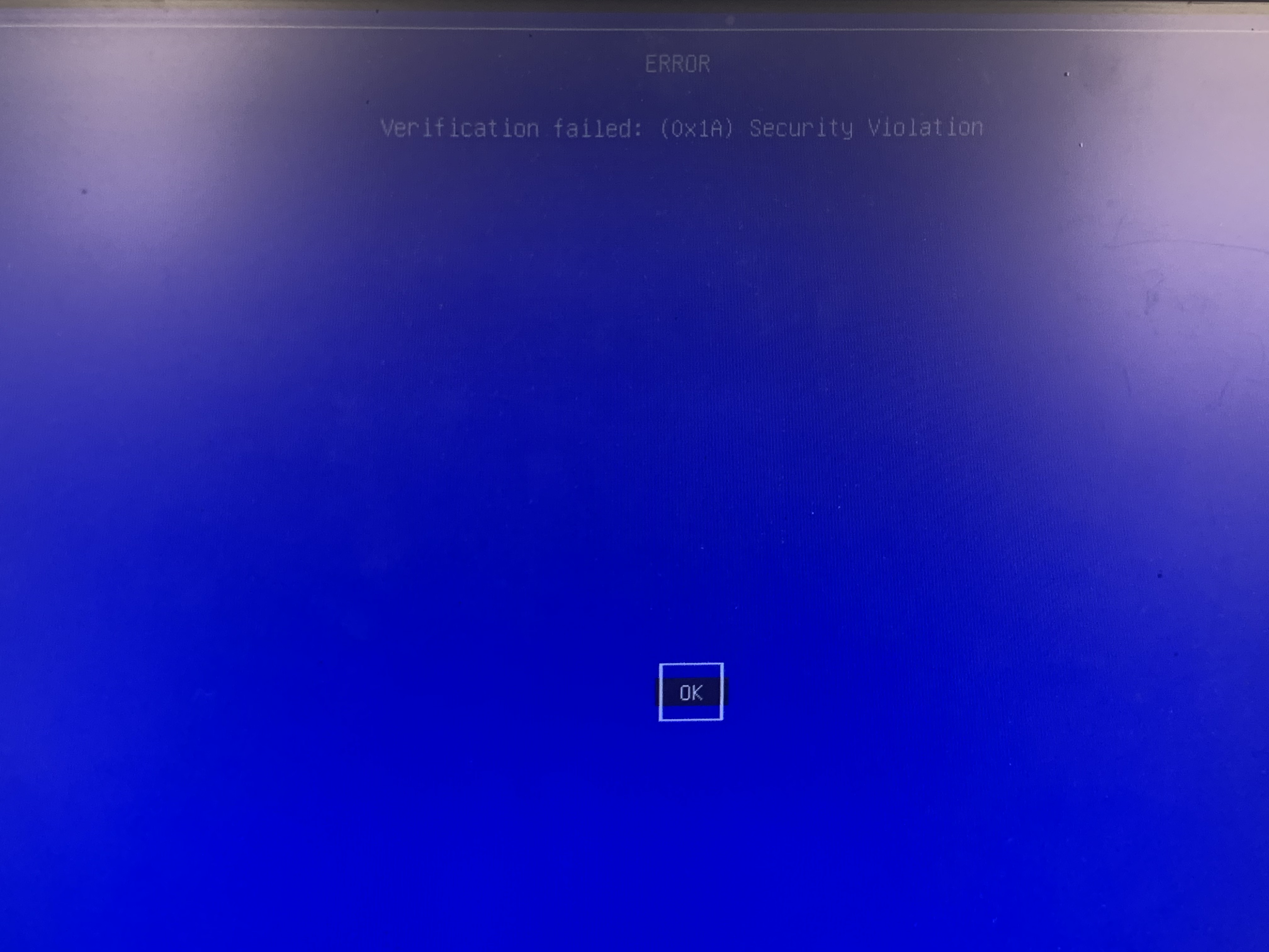 Error: Verification failed: (0X1A) security violation is displayed when installing Ubuntu into ...